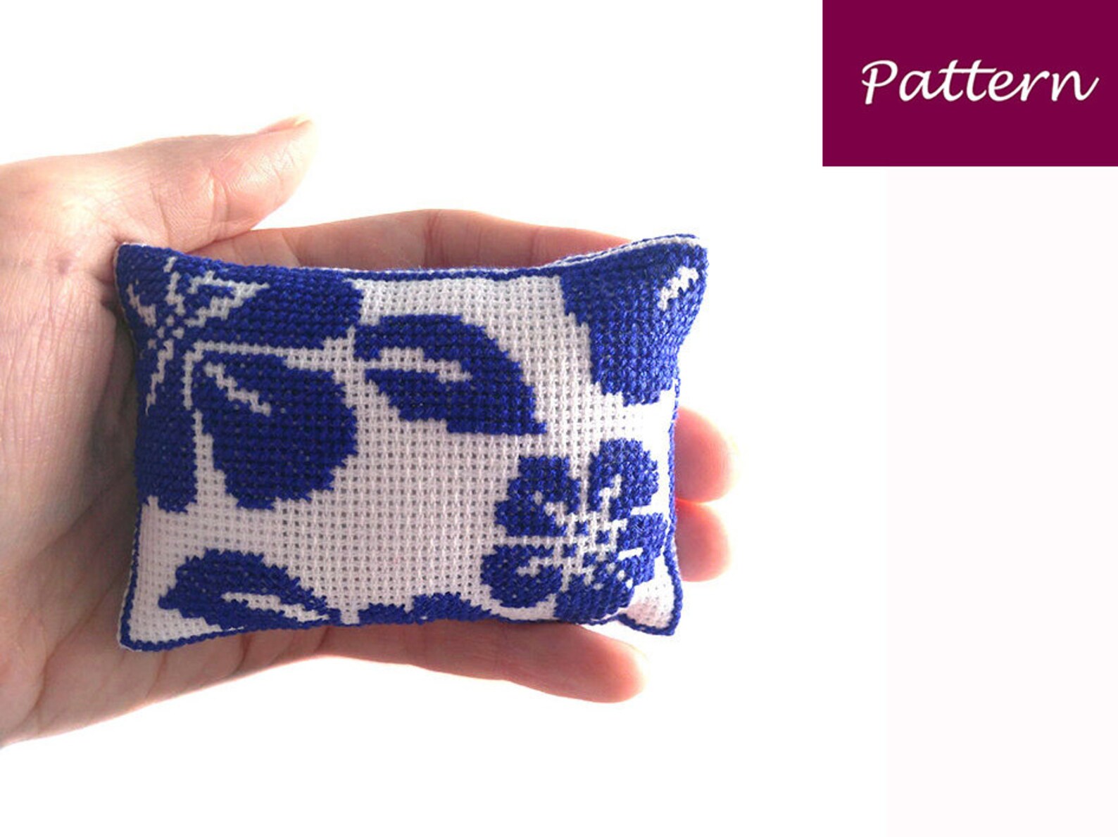 Pincushion Cross Stitch Pattern. Easy Xstitch Chart. Floral Pillow. - Etsy