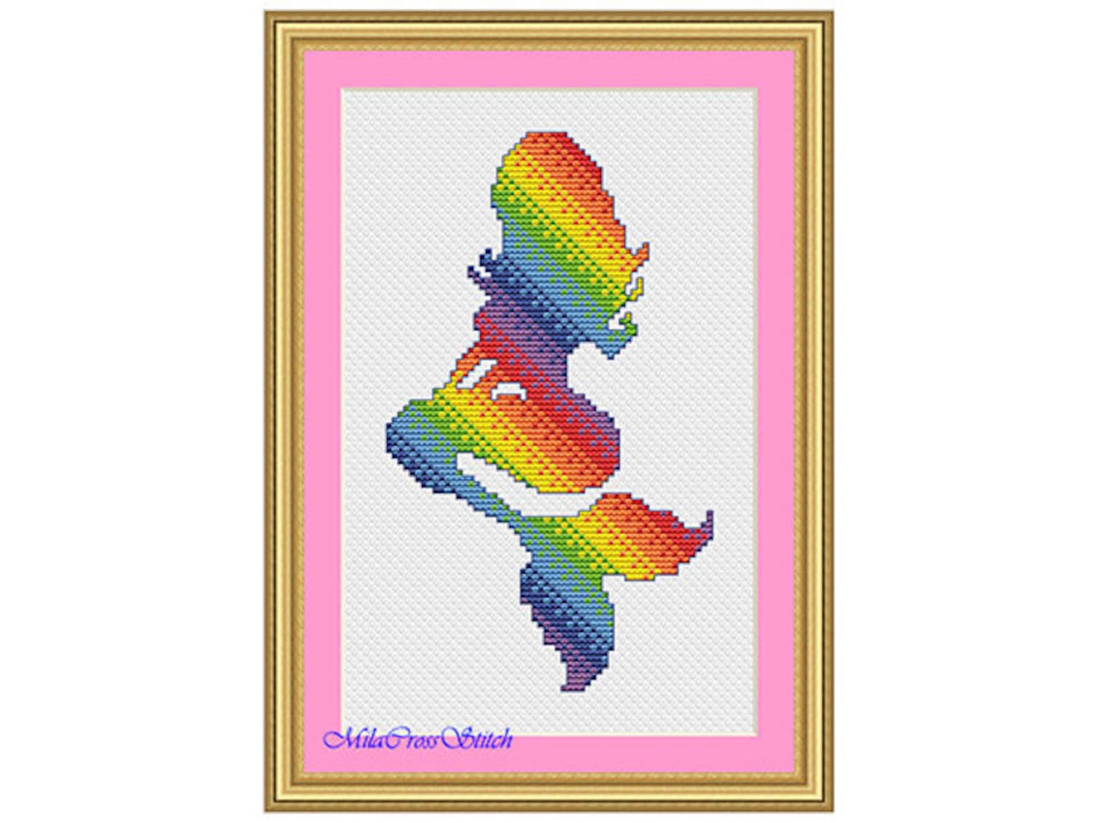 Mermaid Cross Stitch Pattern PDF Modern Counted Crossstitch - Etsy