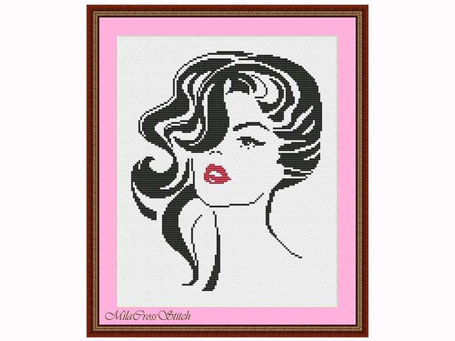 Cross Stitch Woman Monochrome PDF Pattern Two Colors Cross - Etsy