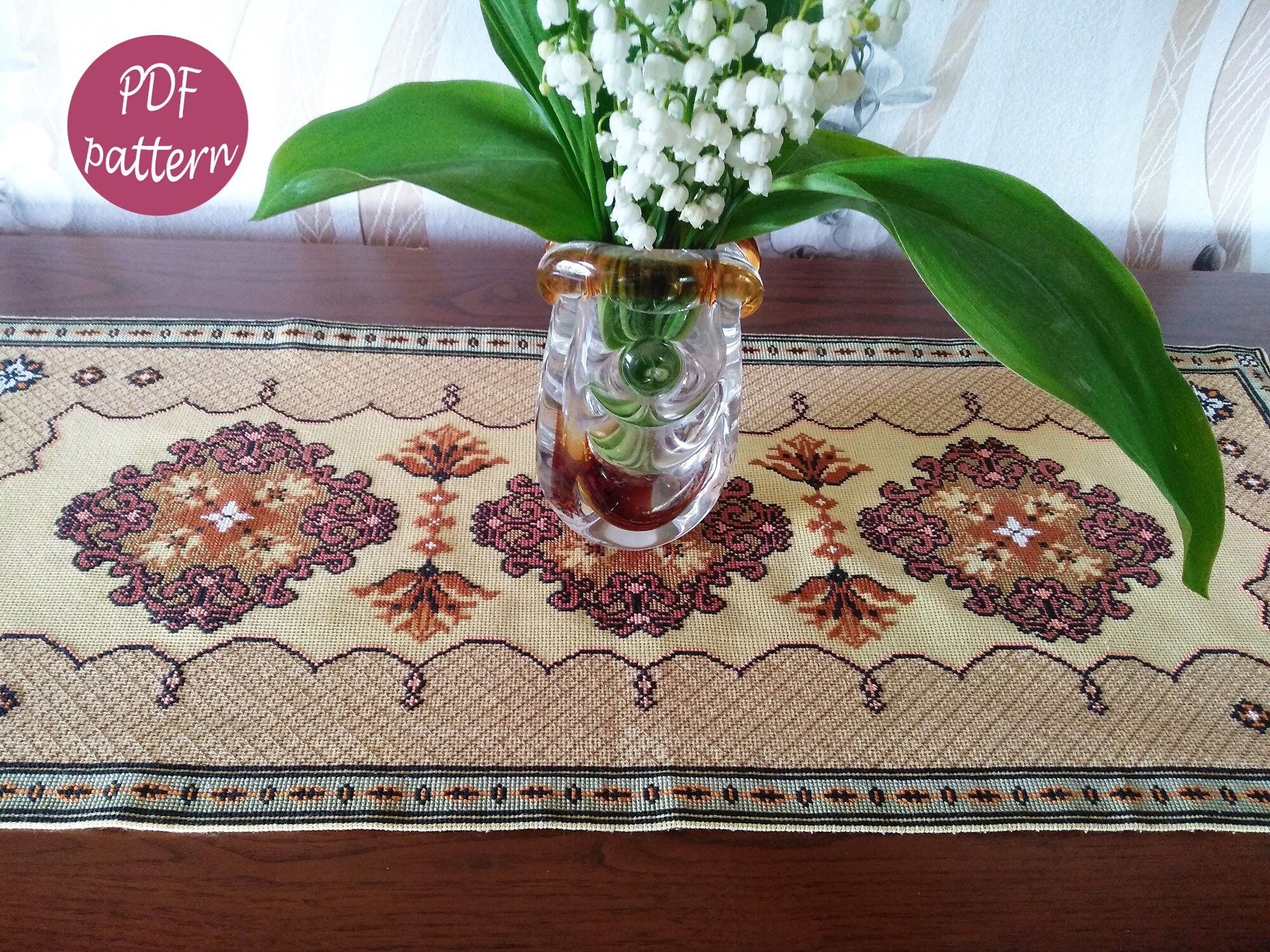 Tablecloth Cross Stitch Pattern – DIY Cozy Home Decor – Embroidery ...