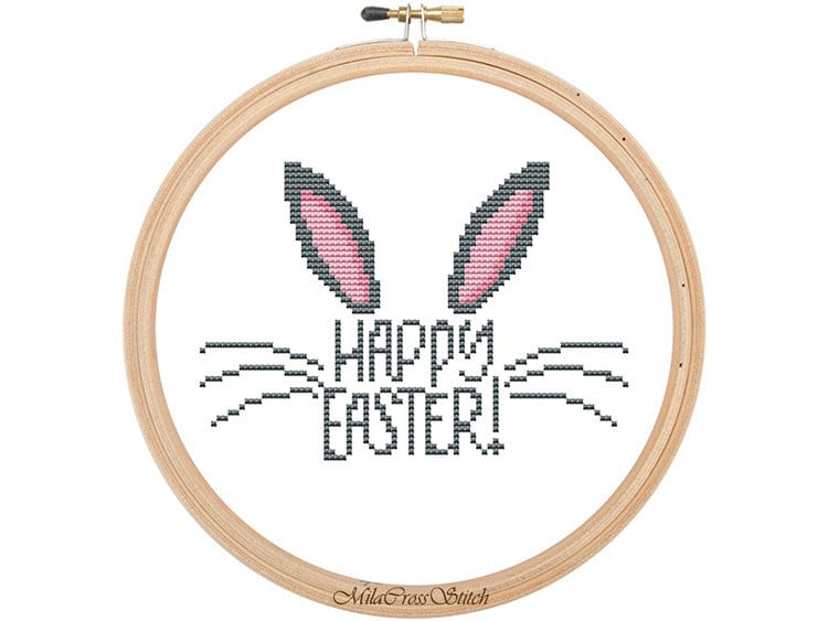 Happy Easter Easy Cross Stitch Pattern Funny Bunny Ears - Etsy