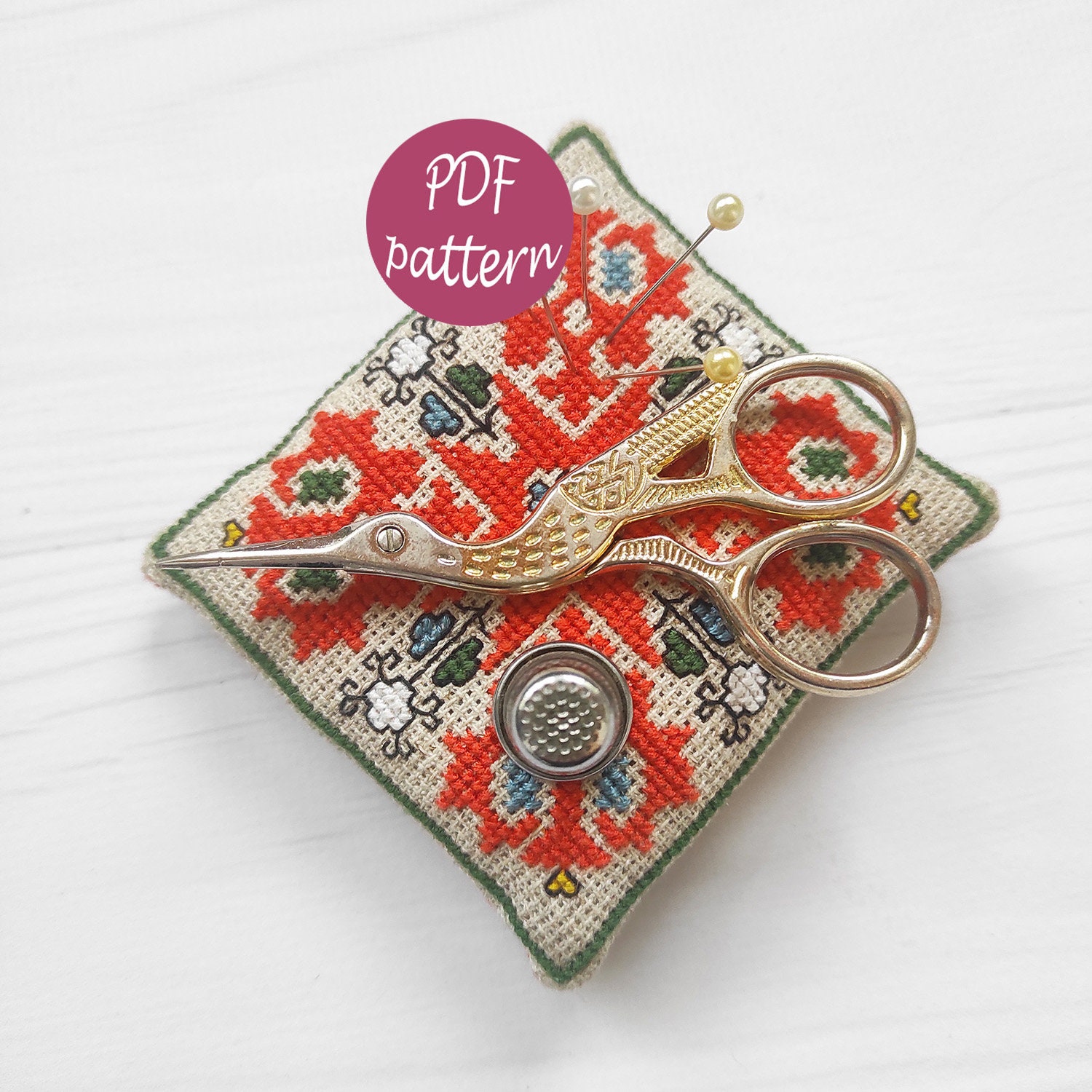 Cross Stitch Pattern. Rustic Pin Cushion. Cute Sewing | Etsy