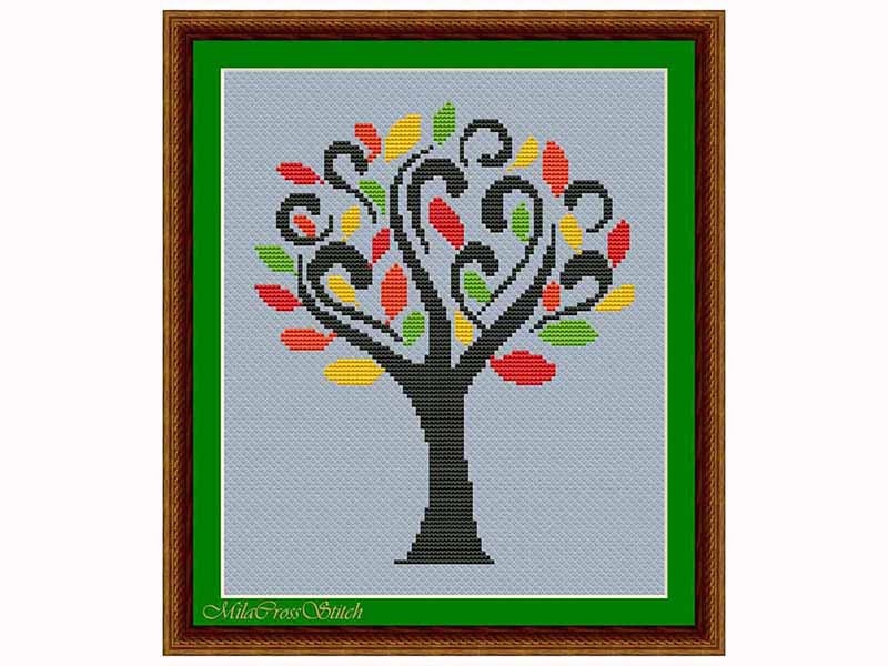 Tree Cross Stitch Pattern PDF Modern Easy Xstitch Chart | Etsy