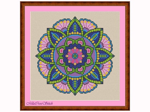 Mandala Modern Cross Stitch Pattern Counted Xstitch Chart | Etsy