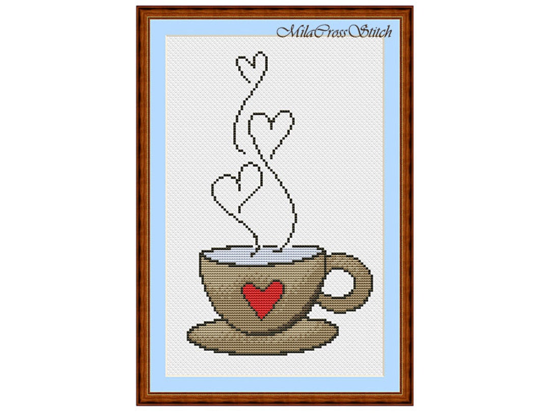 Coffee Mug – Easy Cross Stitch Pattern – Kitchen DIY Decor – PDF Chart ...