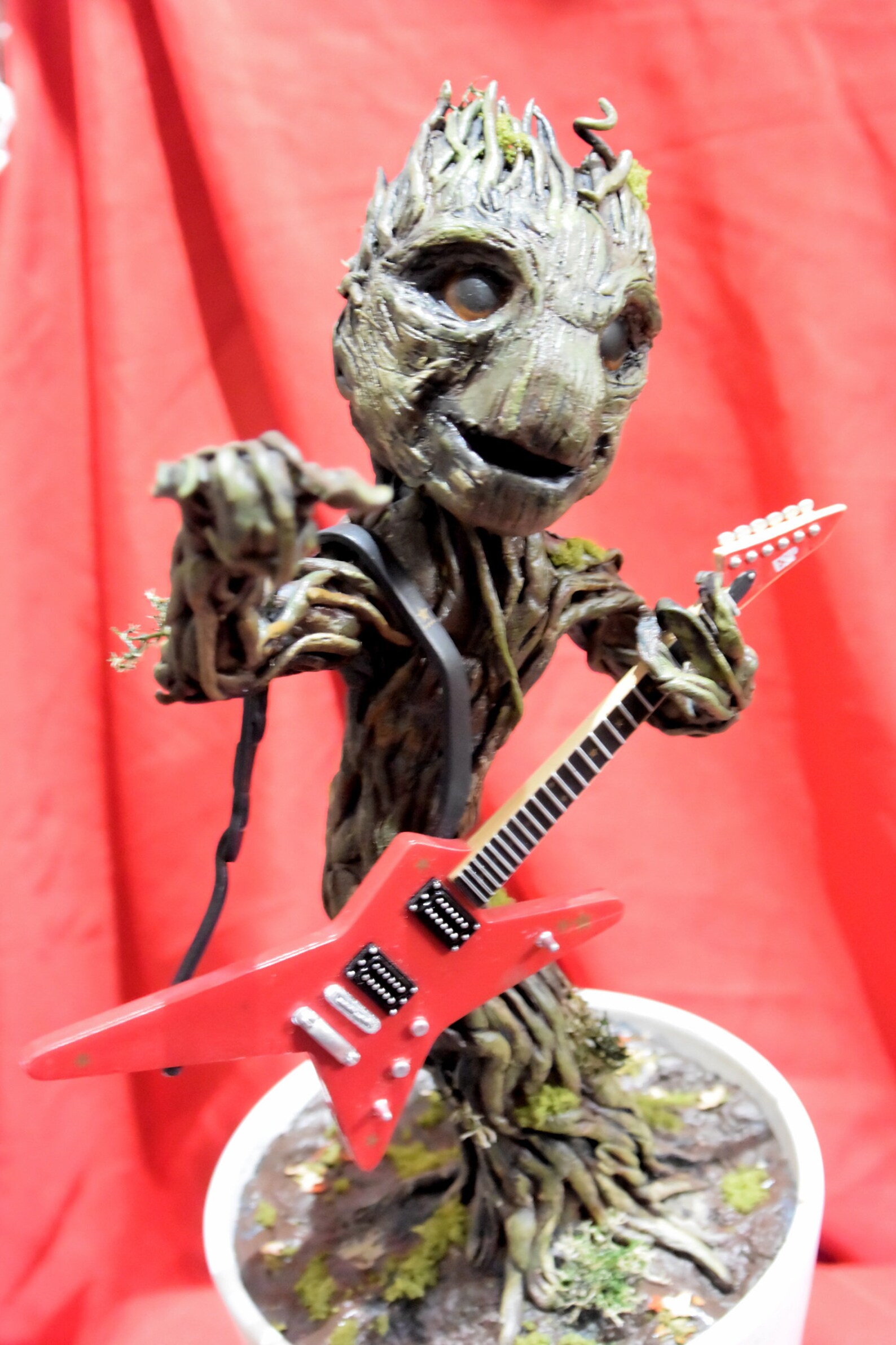 Baby Groot in Pot Playing Guitar unique Hand Made Sculpt | Etsy