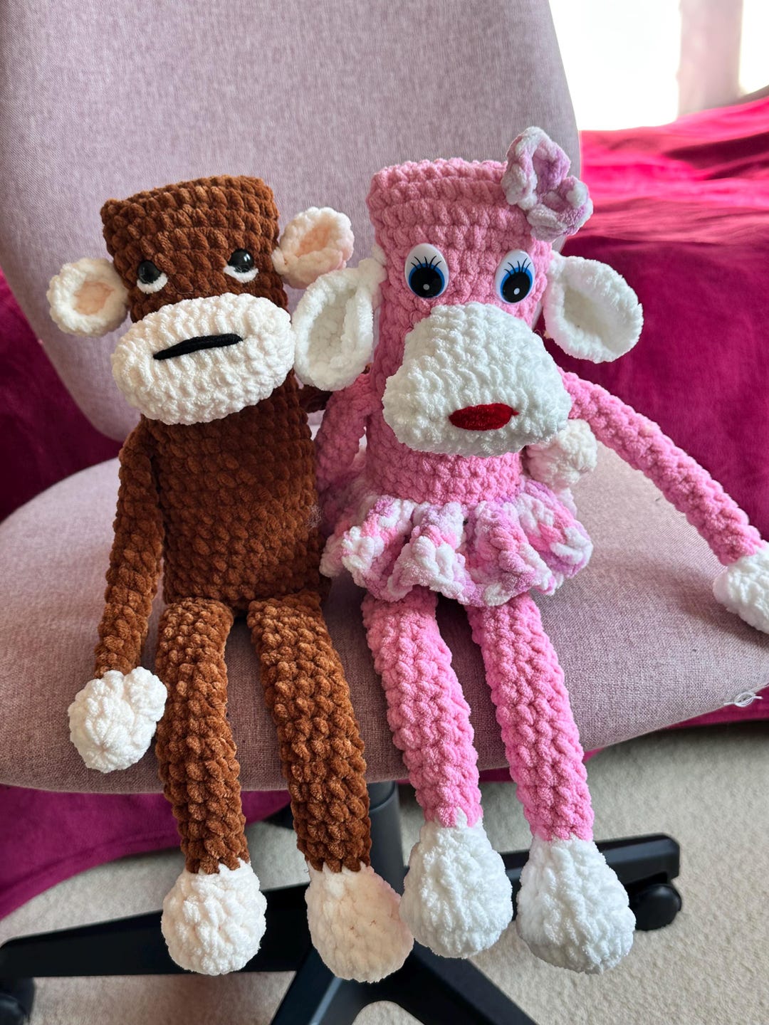 Pink Plushie Monkey ,soft Cuddly Plushie Monkey,ready to Ship - Etsy UK