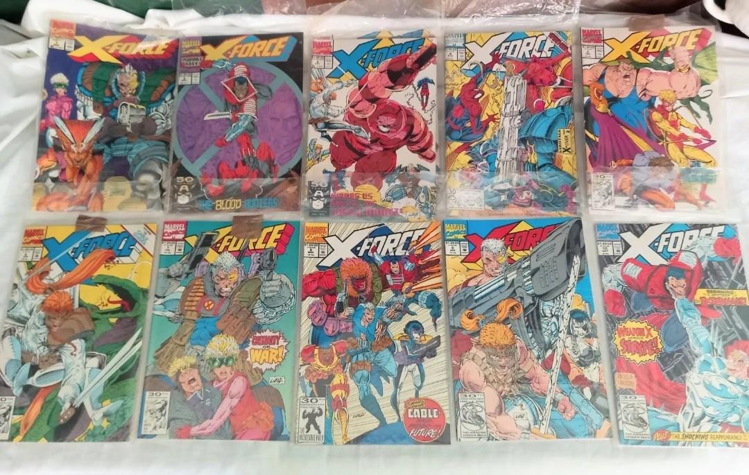 X-force 1 to 10 Inclusive Marvel Comics 1991 2 3 4 5 6 7 8 9 Comic Lot ...