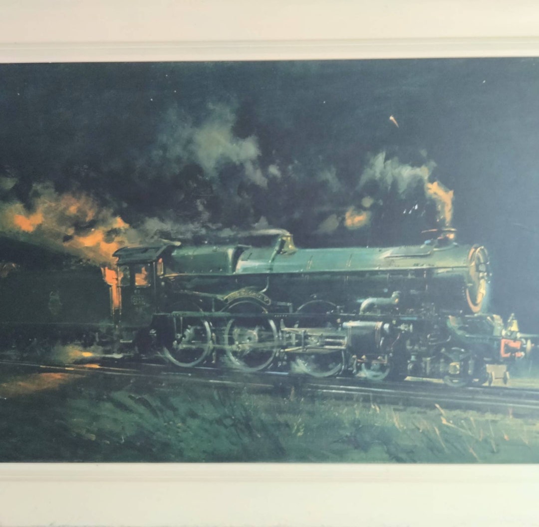 Vintage 1970s Train Print Night King by Terence Cuneo Original Frame 40 ...
