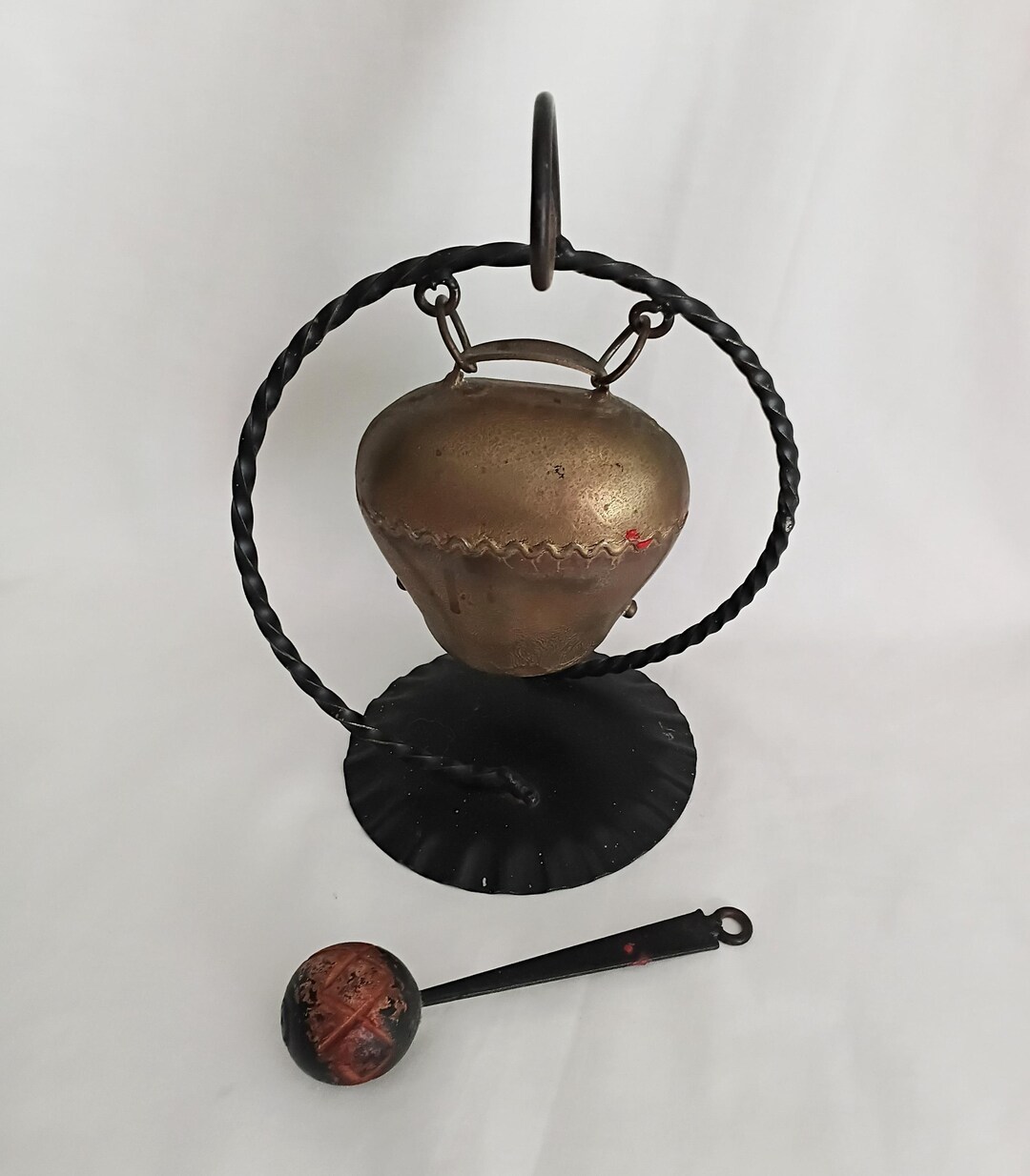 Vintage Handmade Brass Cow Bell Tabletop Dinner Gong With Striker - Etsy