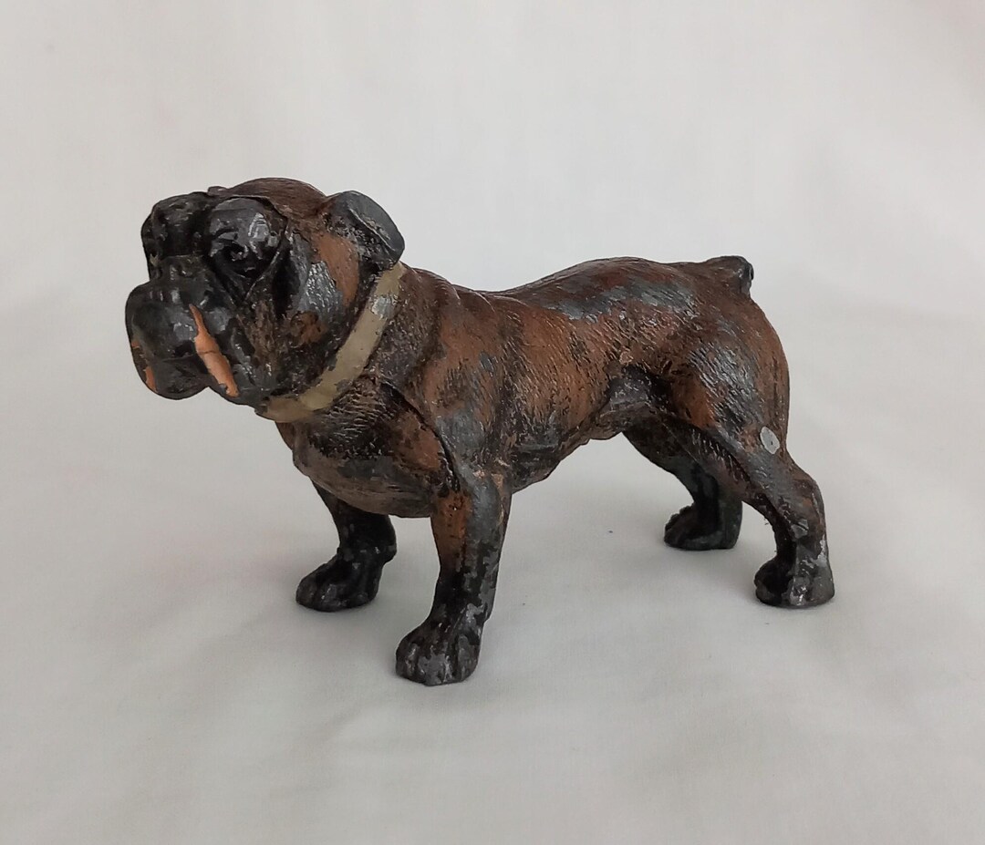 Vintage Antique Bulldog Bull Dog Statue Figure Solid Cast Metal Germany ...