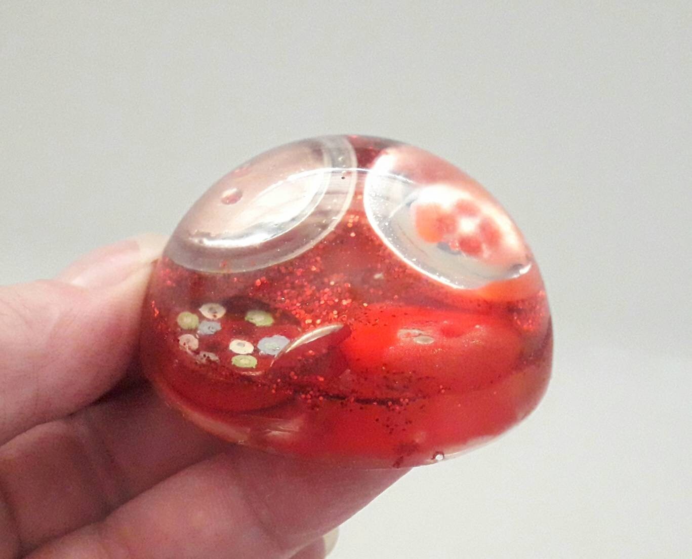 Hand Made Epoxy Resin Paperweight Inlaid With Red Vintage Buttons and ...