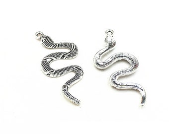 15pcs Snake Charms Silver Tone Snake Charm Pendants 11x33mm - Etsy
