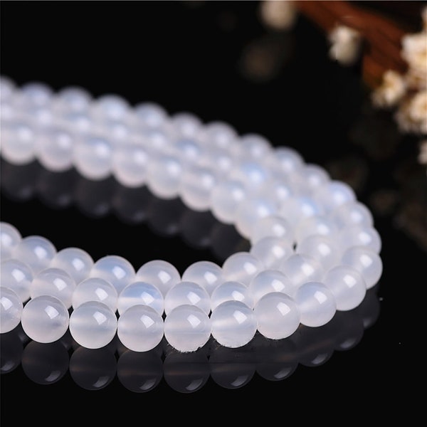 White Agate Beads - Etsy