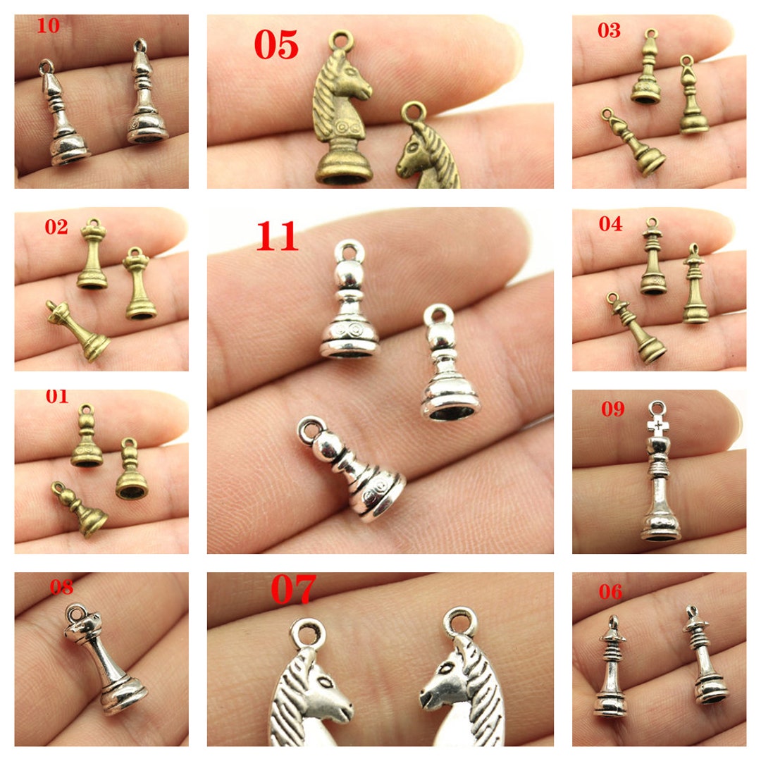 12pieces/chess Charms Vintage Silver Pendants for Making DIY - Etsy