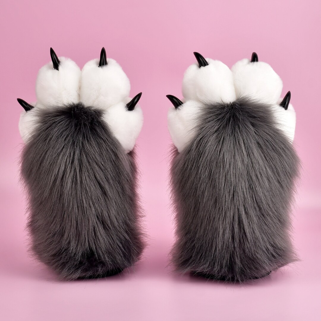 Dark Grey Fur Paws With Claws, Cat Paws, Furry Fursuit Paws Gloves ...