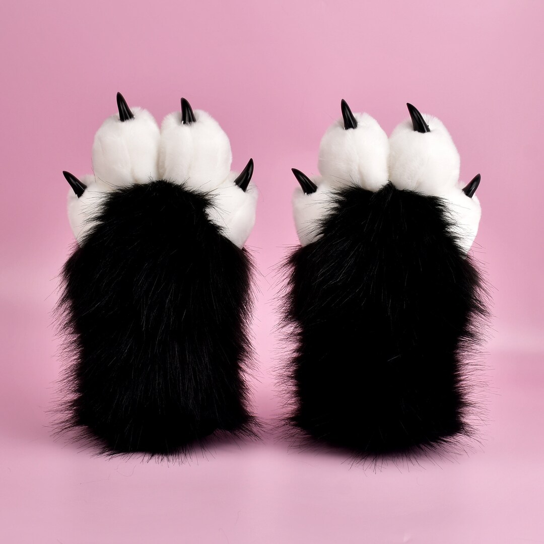 Cosplay Cat Paws Gloves-4 Fingers&claws,furry Faux Fur Handmade Glove ...