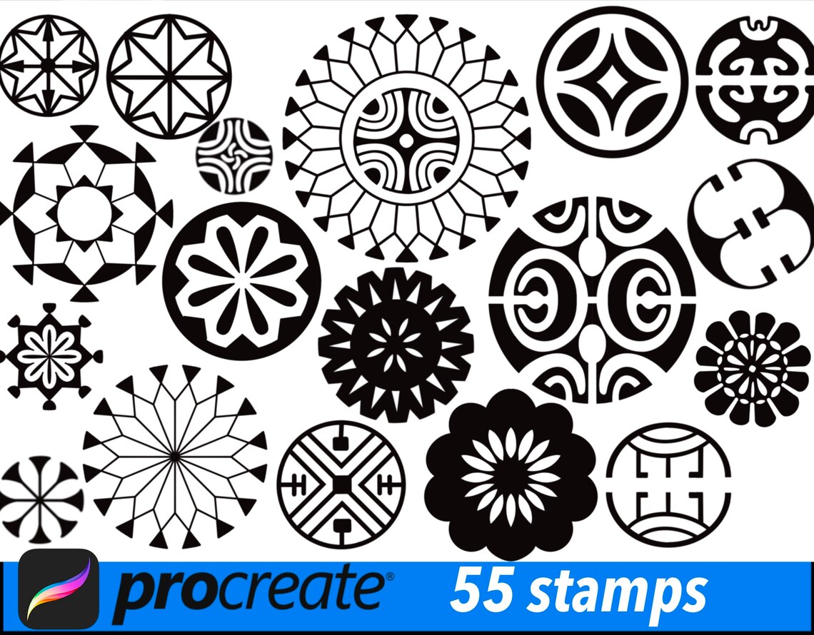 Round Polynesian Symbols Procreate Stamps - Etsy