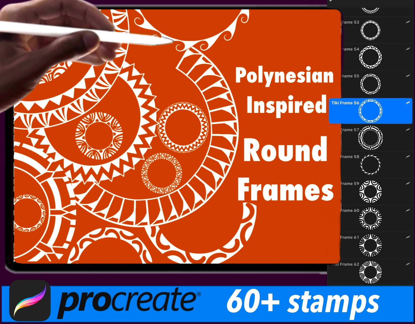 Polynesian Inspired Round Frame Stamps for Procreate - Etsy