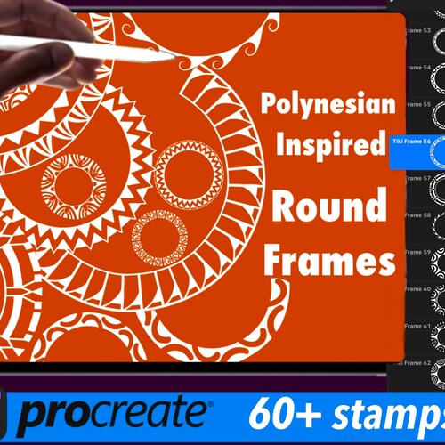 Polynesian Inspired Round Frame Stamps for Procreate - Etsy