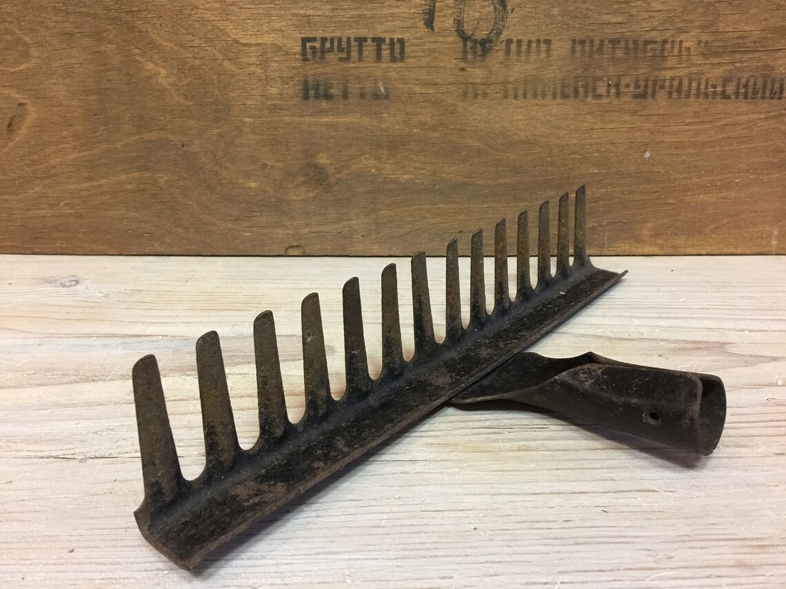 Primitive Farm Iron Rake Metal Rake Old Rake Garden Decor - Etsy