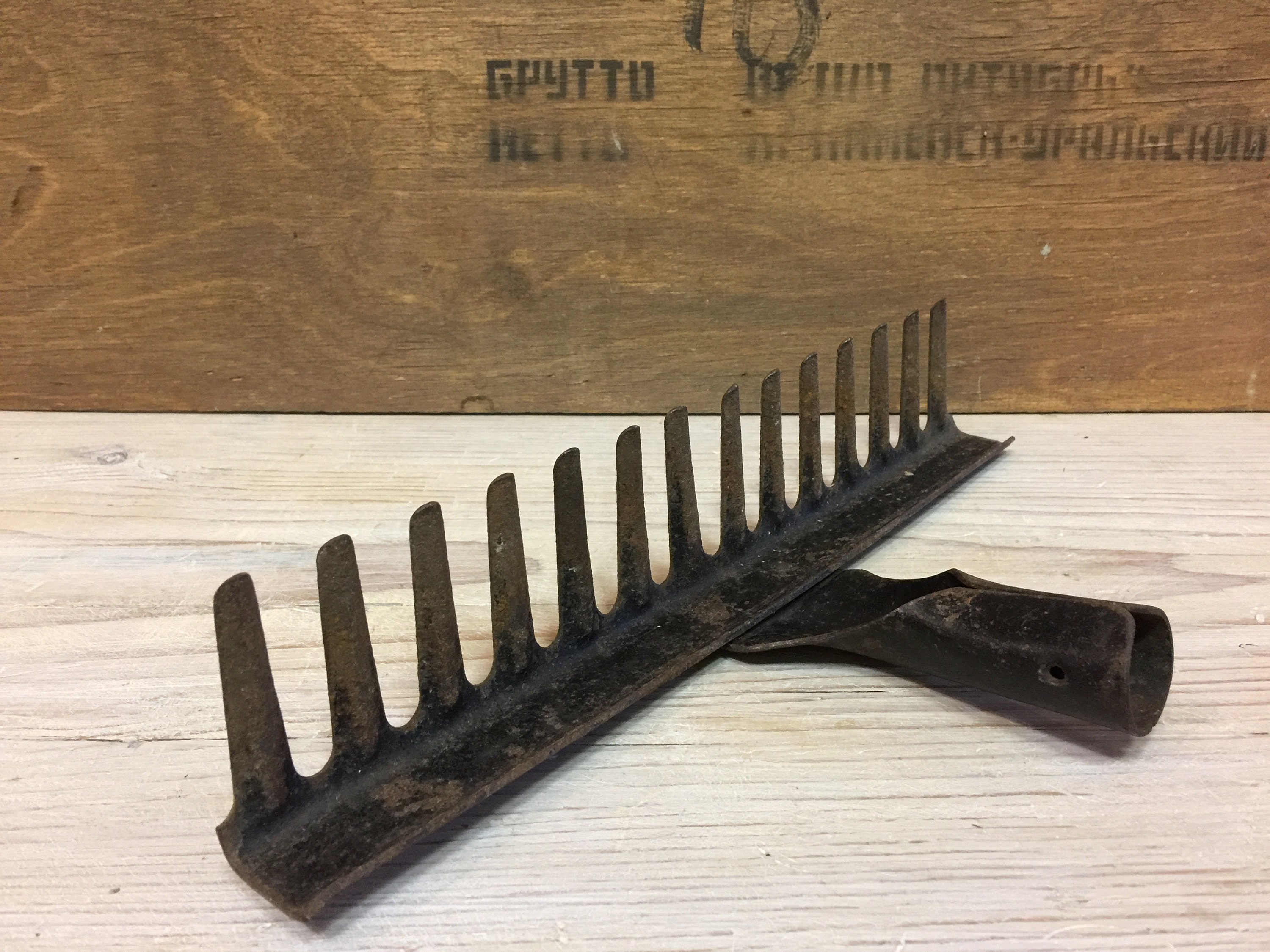 Primitive Farm Iron Rake Metal Rake Old Rake Garden Decor - Etsy