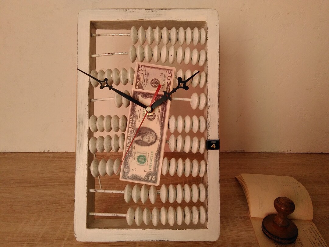 Abacus Clock: Modern Wooden Desk or Wall Decor - Etsy