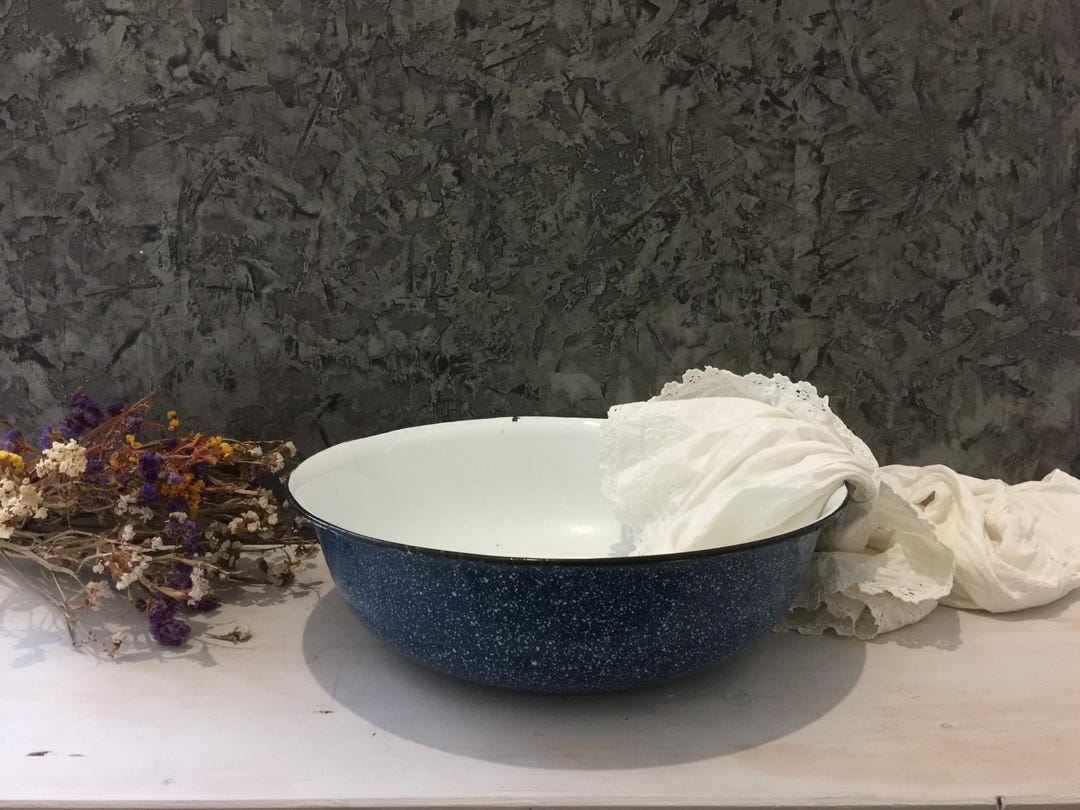Old Enamel Wash Basin, Blue Wash Basin, Old Vintage Sink, Kitchen Decor ...