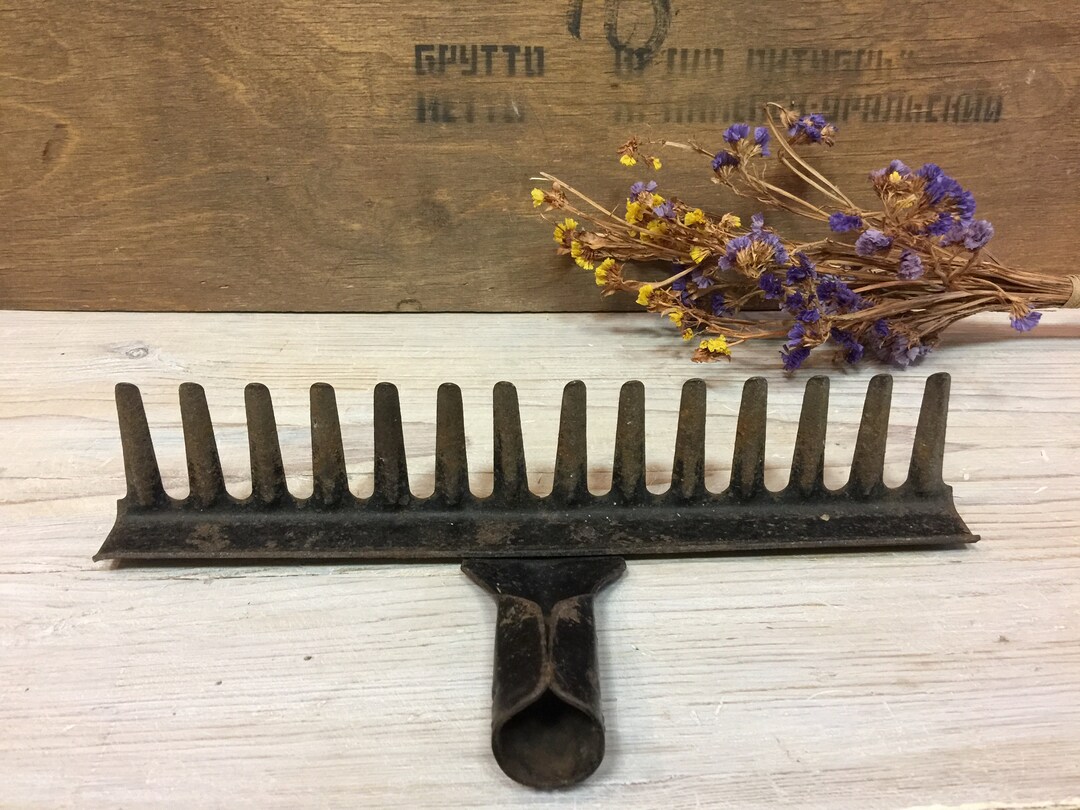 Primitive Farm Iron Rake Metal Rake Old Rake Garden Decor - Etsy