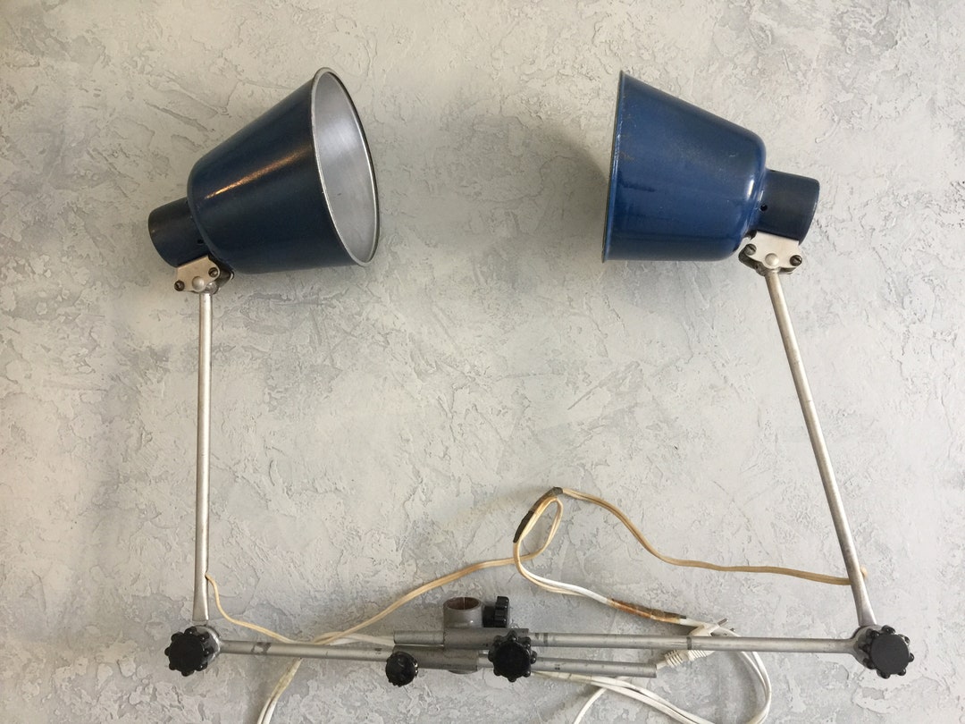 Vintage Metal Lamps, Industrial Sliding Lamps, Blue Color,twin Lamps - Etsy