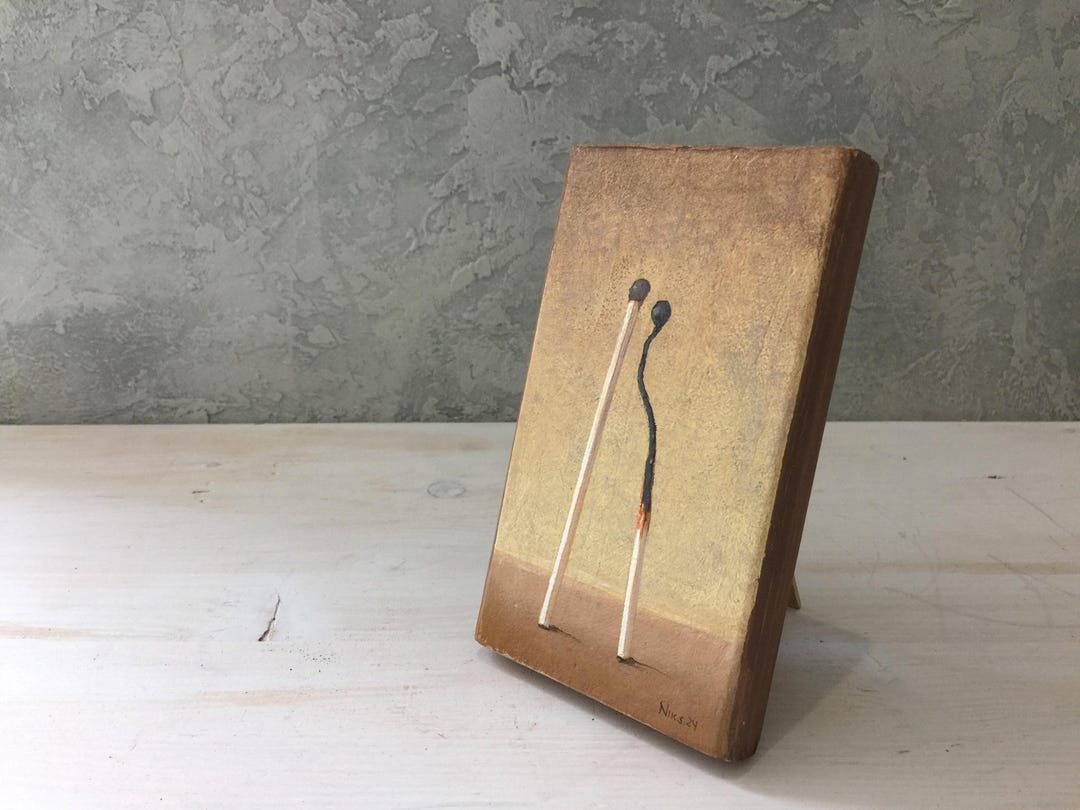 Small Painting on Wood,matchbox,painting Handmade Philosophical Work ...