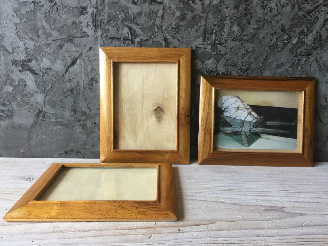 Vintage Wooden Frames Set of 3 Small Framesframes With - Etsy