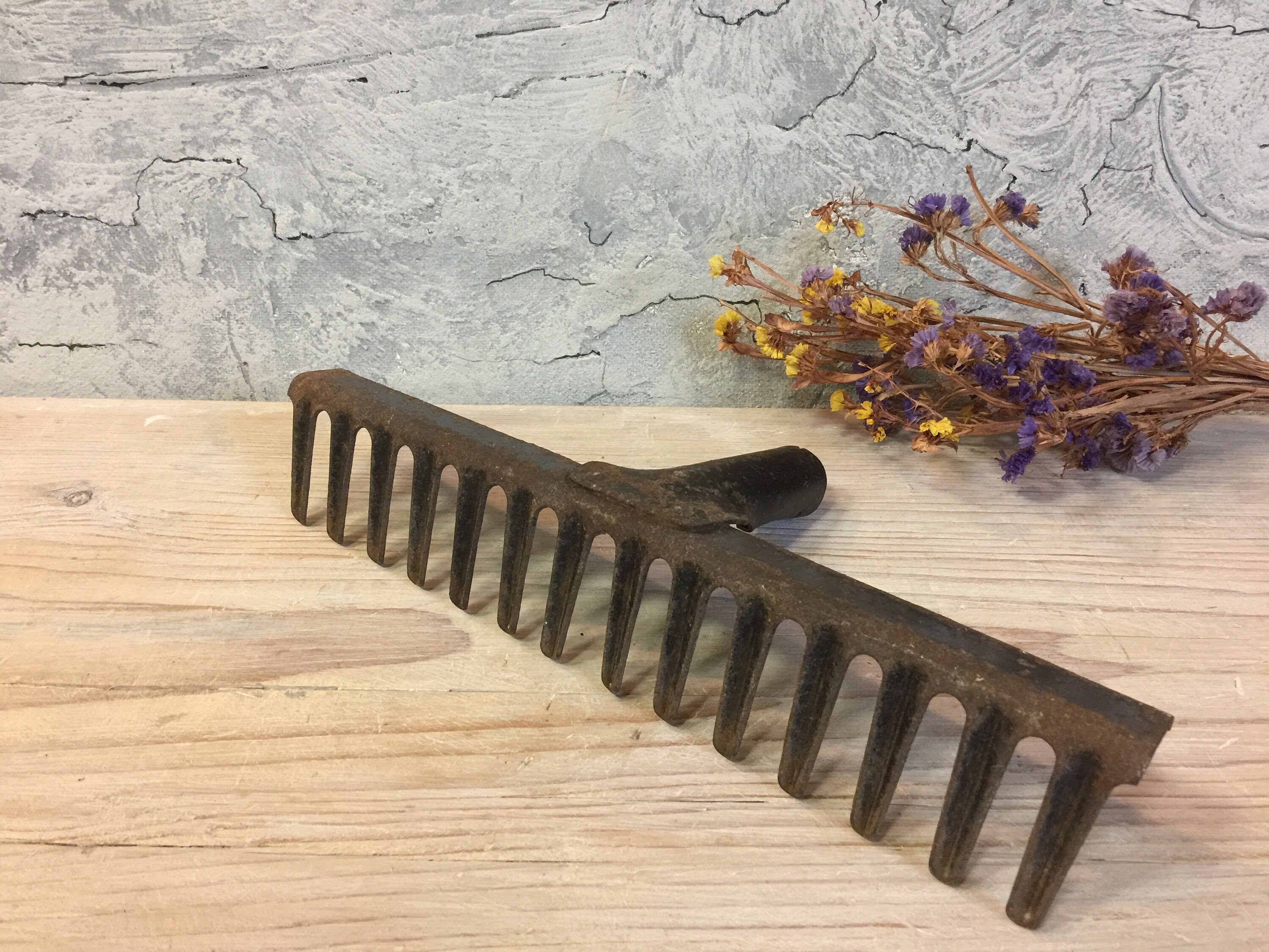 Primitive Farm Iron Rake Metal Rake Old Rake Garden Decor - Etsy