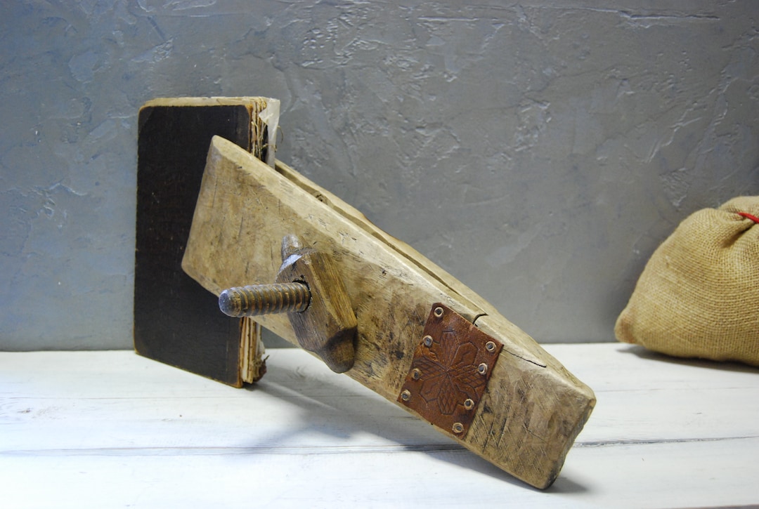 Antique Wooden Book Press Vise: Rustic Paper Decor - Etsy