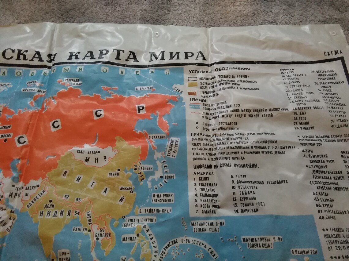 Large Map Political Map of the Worldvintage Study Guide on | Etsy