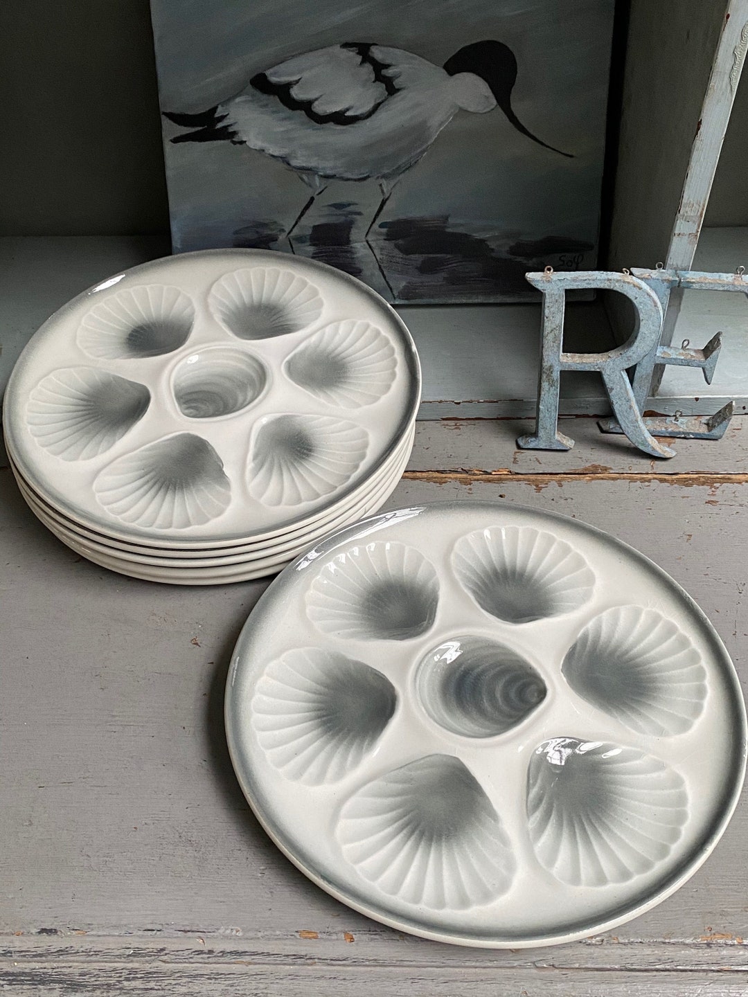 6 moulin Des Loups Slip Shell Plates, Old Plates, Crustaceans, Holiday ...