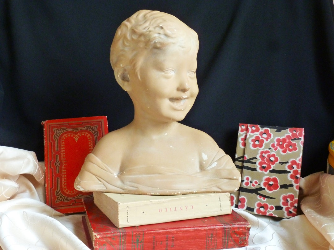 Plaster Child Sculpture, Plaster Bust Figurine, Plaster Cherub, Art ...