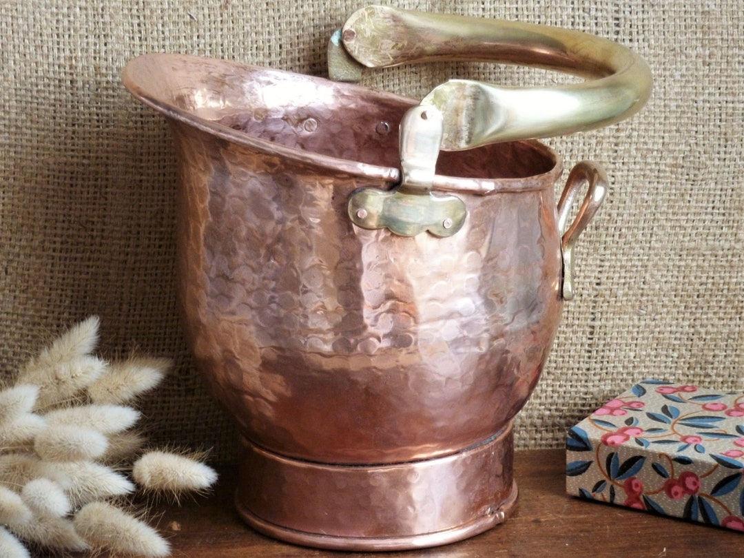 Round Copper Planter Antique Copper Coal Bucket Copper - Etsy