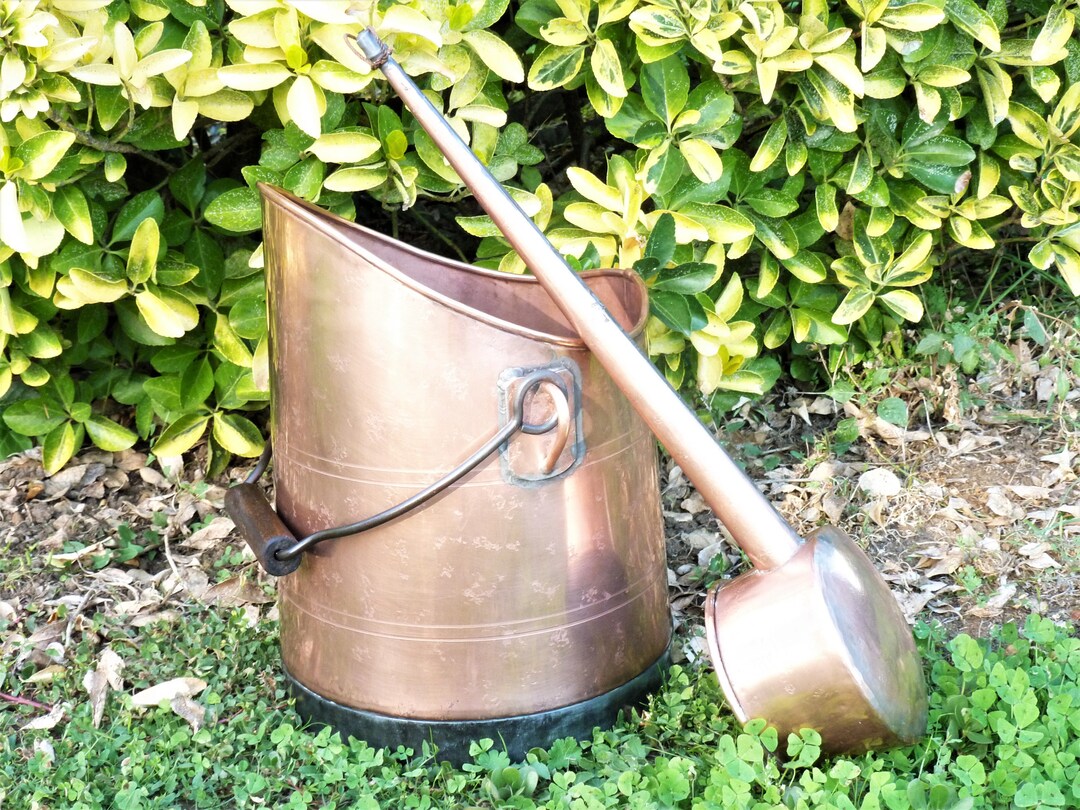 Hammered Copper Bucket With Handle and Large Water Ladle - Copper ...