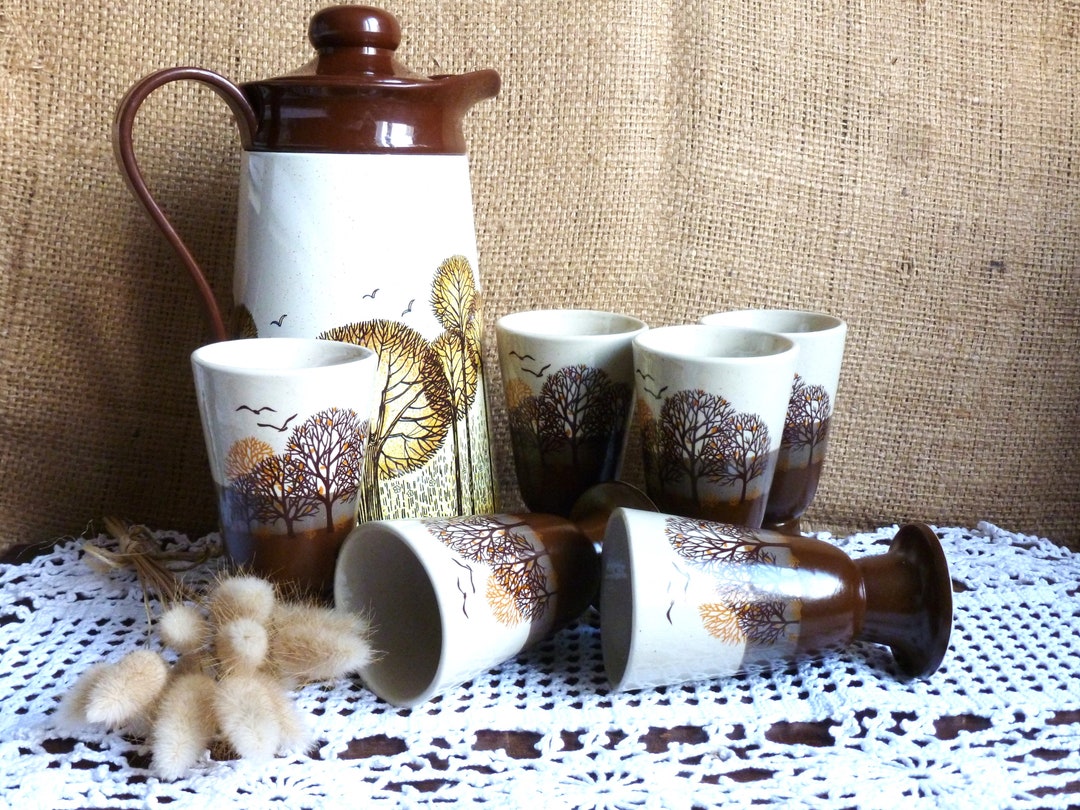 6 Vintage Mazagrans With Autumn Decor and Insulated Coffee Maker ...