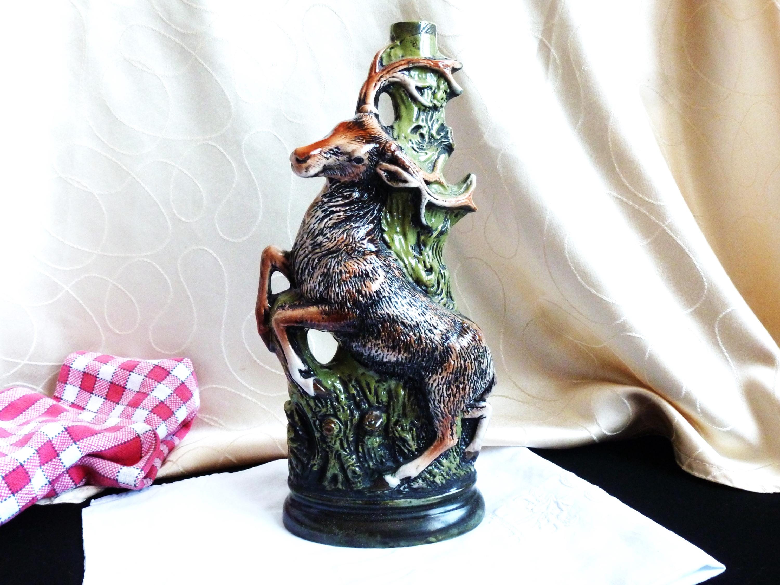 Antique Liqueur Decanter With Stag Decoration, Decorative Liqueur ...