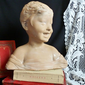 Plaster Child Sculpture, Plaster Bust Figurine, Plaster Cherub, Art ...
