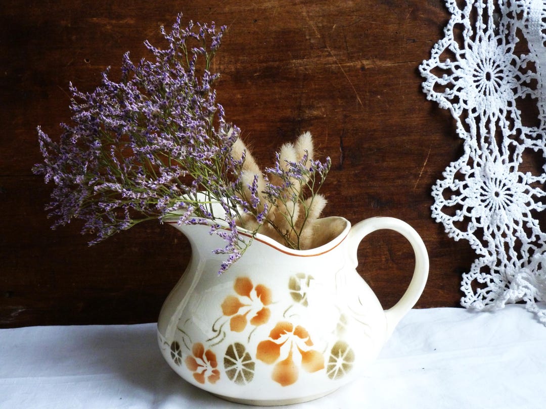 Antique Ceramic Bath Jug, Vintage Jug, Antique French Bath Pitcher ...