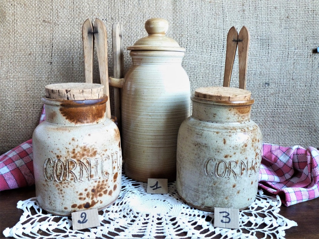 Ceramic Stoneware Kitchen Pots, Large Pickle Jar, Olive Jar, Prune Jar ...