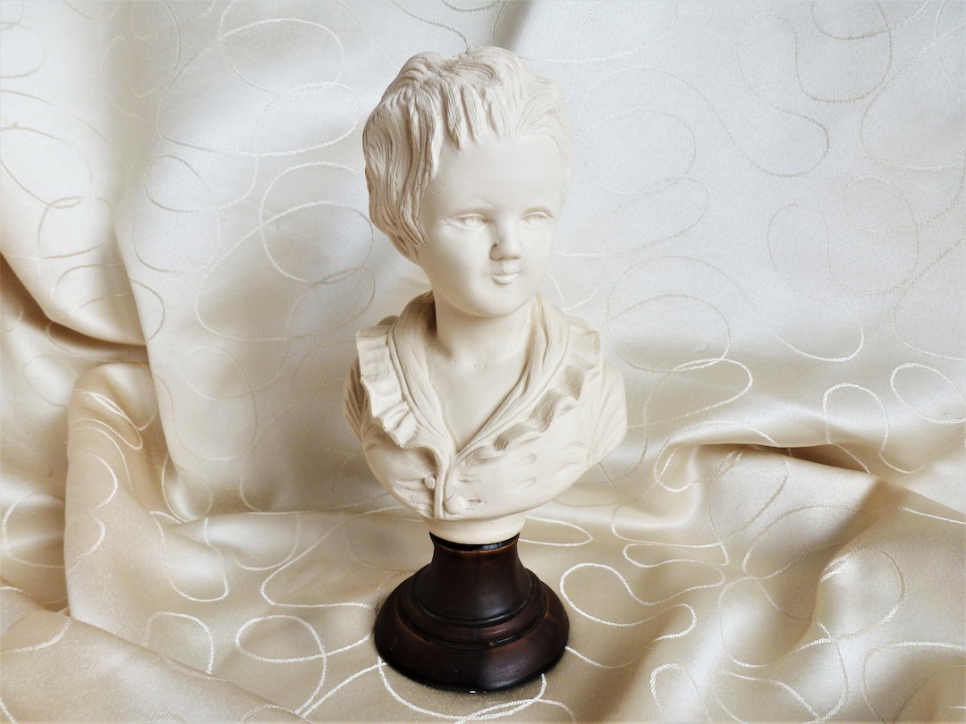 Child Bust Figurine, Alabaster and Resin Child Bust, Art Deco Child ...