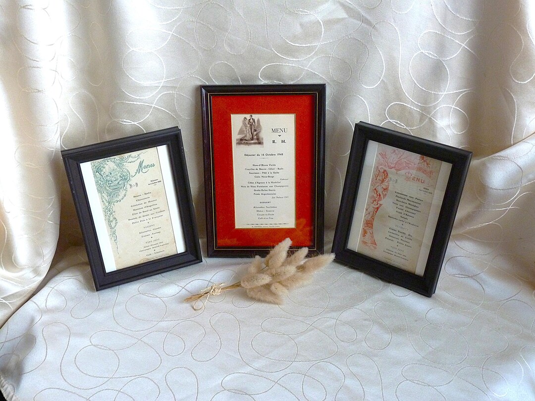 Antique Wedding Menus With Frame, 1920's Vintage Wedding Menus ...
