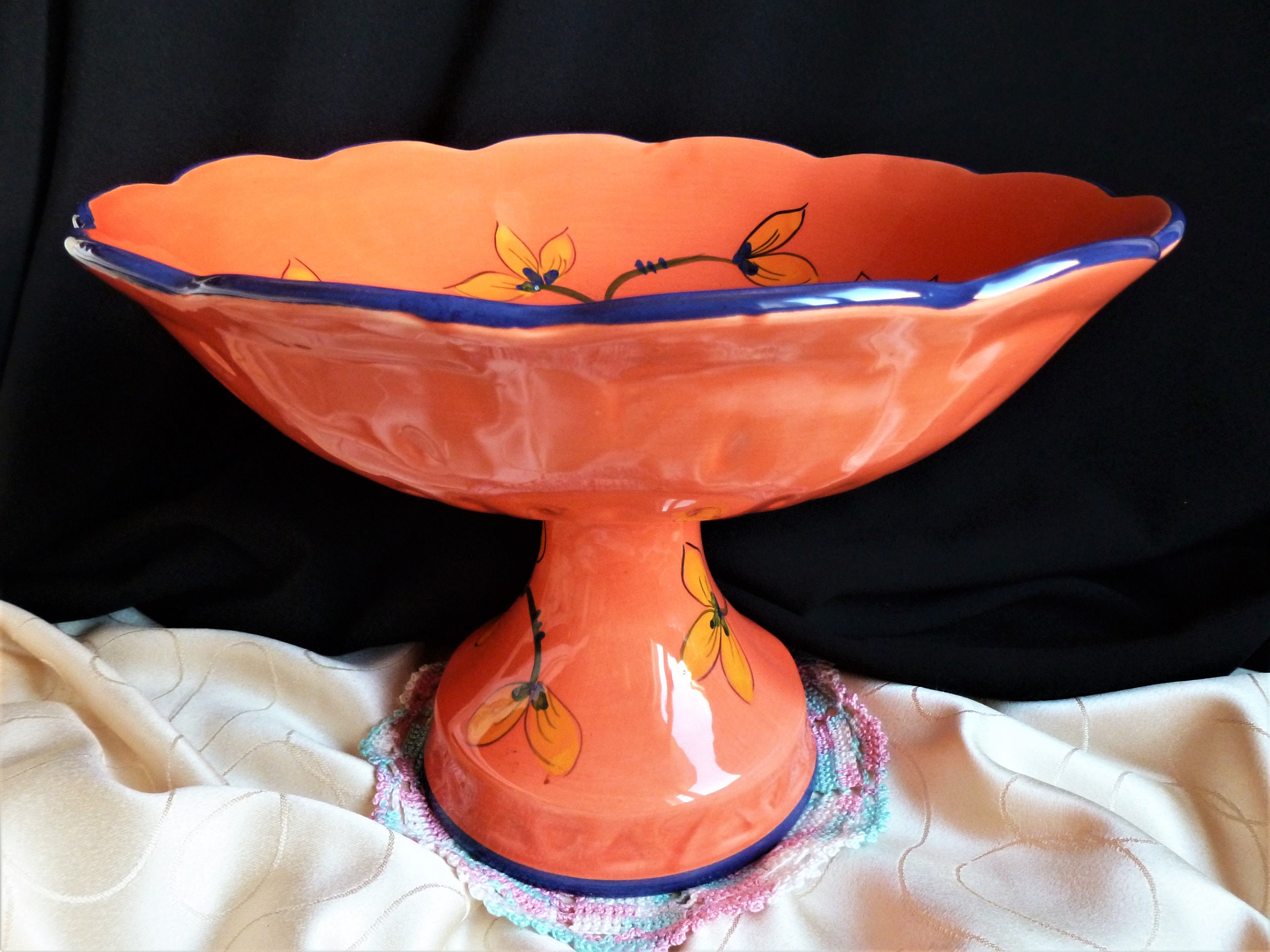 Ceramic Fruit Bowl Orange Ceramic Fruit Basket With Yellow | Etsy