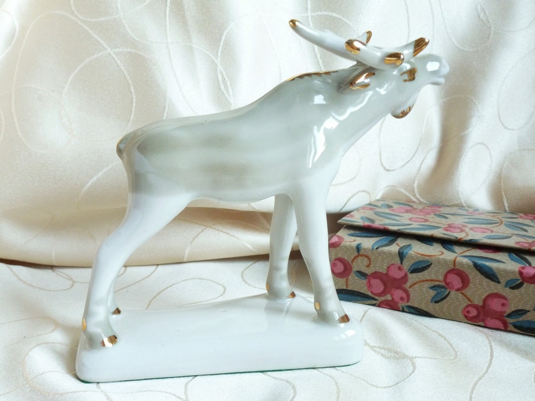 Ceramic Elk Figurine, Ceramic Elk Statue, Showcase Trinket, Animal Desk ...