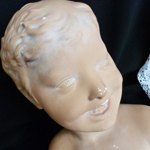Plaster Child Sculpture, Plaster Bust Figurine, Plaster Cherub, Art ...