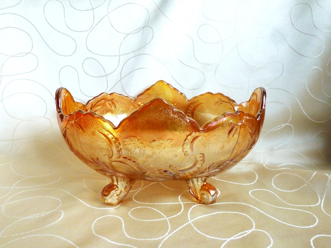 Inwald Carnival Molded Glass Planter / Bowl, Old Iridescent Glass ...
